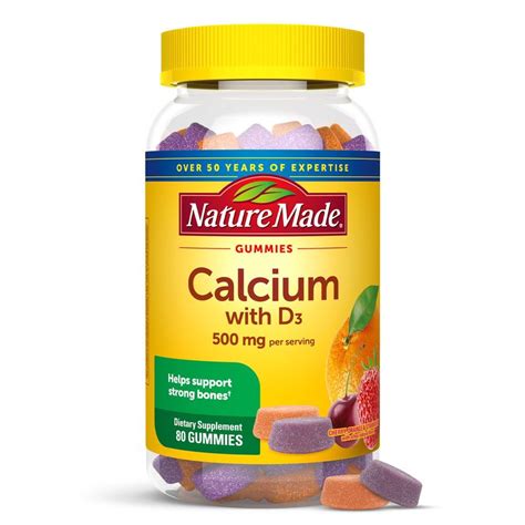 Nature Made Calcium Gummies 500 Mg Per Serving With Vitamin D3 Dietary