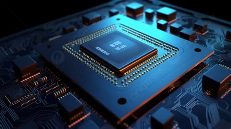 Blue Circuit Board With 3d Rendered Cpu Chip Background Microprocessor