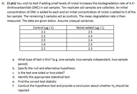 Solved 4 3 Pts You Wish To Test If Adding Small Levels Of