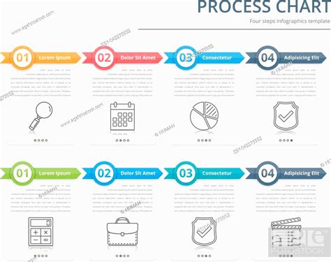 Process Chart Flow Chart Template Infographics Design Elements With Numbers And Text Stock