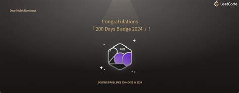 Mohit Kumawat On Linkedin Leetcode Badge Leetcode 200daysofcode Careergrowth