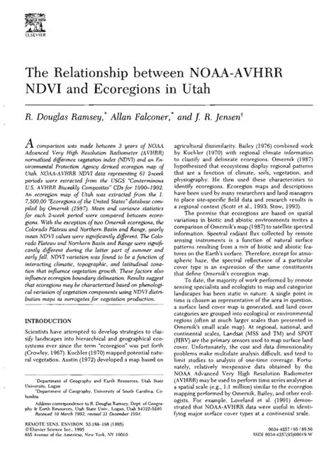 Pdf The Relationship Between Noaa Avhrr Ndvi And Ecoregions In Utah