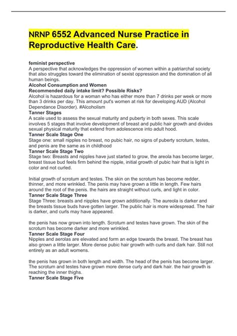 Nrnp 6552 Advanced Nurse Practice In Reproductive Health Care Nrnp