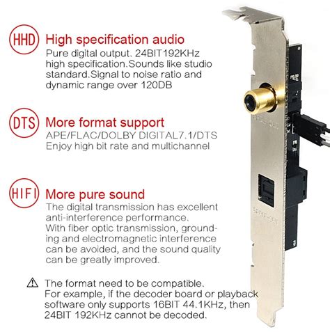 BIT KHz Coaxial Digital Sound Card Baffle DAC DTS Decoder For Motherboard Walmart Com