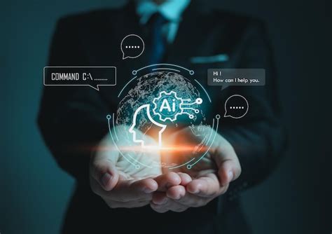 Premium Photo Bussiness Man Holding Brain Of Ai Symbolic Machine Learning Artificial Intelligence