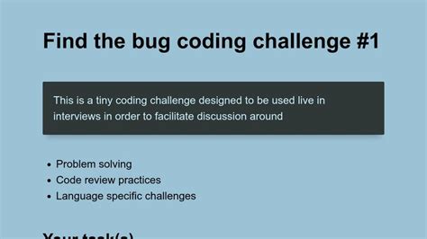 Find The Bug Coding Challenge 1