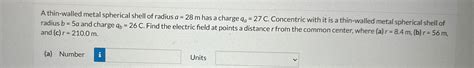 Solved A Thin Walled Metal Spherical Shell Of Radius A 28m