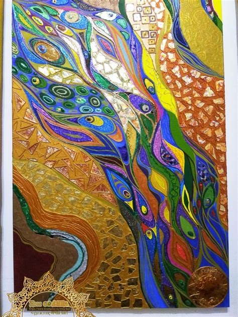 Картина в стиле Густав Климт яркая разноцветная абстракция Заказать или купить золотая синяя