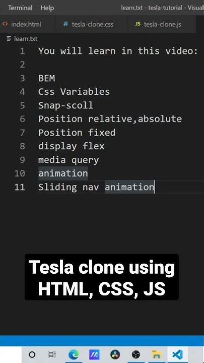 Tesla Clone Website Using Html Css In Tamil Youtube