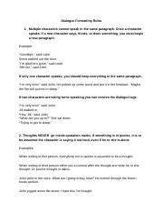 Guide To Dialogue Formatting Rules In Writing Course Hero