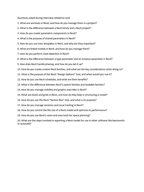 Revit Interview Questions Pdf Computers