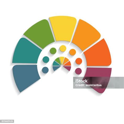 Template Chart Semicircle For Infographics Seven Positions Stock