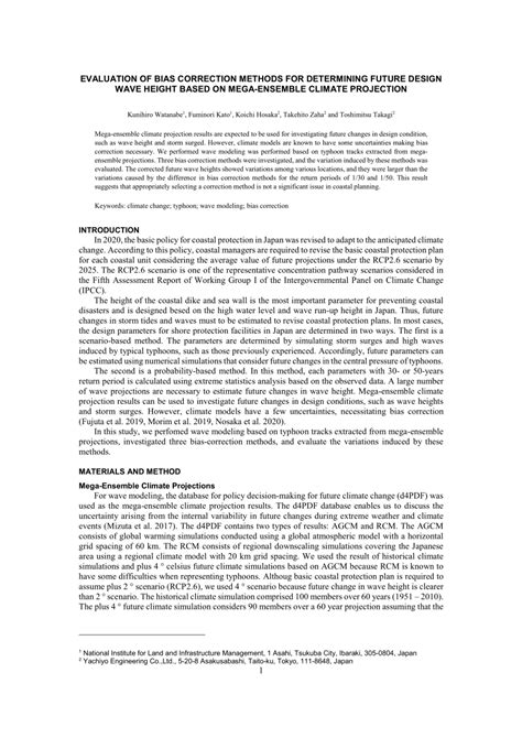 Pdf Evaluation Of Bias Correction Methods For Determining Future