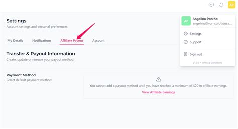 Adding Payout Method For Referral Payments