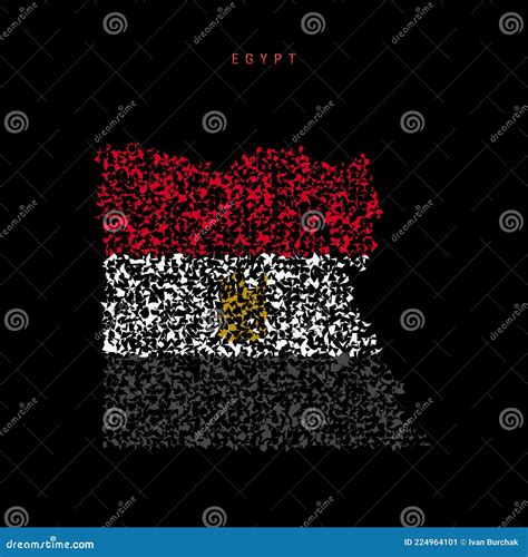 Egypt Flag Map Chaotic Particles Pattern In The Egyptian Flag Colors Vector Illustration Stock