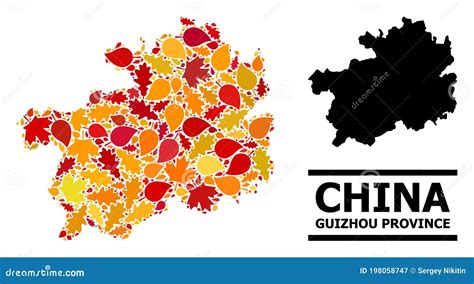 Guizhou Province Map Silhouette Cartoon Vector