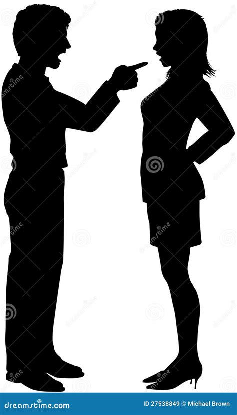 man woman yell point in couple argument stock vector illustration of