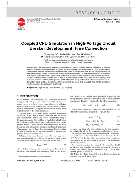 Pdf Coupled Cfd Simulation In High Voltage Circuit Breaker Development Free Convection