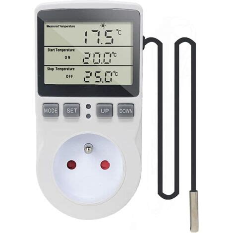 220V Digital Temperature Controller Thermostat Socket Heating Cooling With Probe LCD