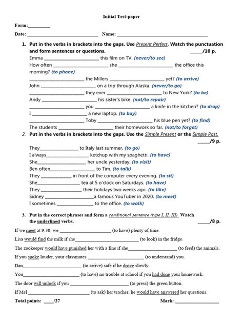 Initial Test Ixth Form 2023 Pdf