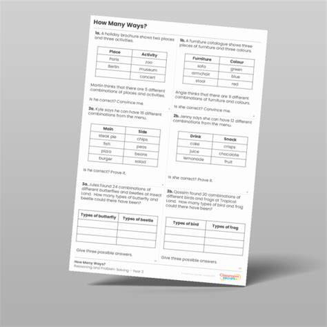 Year 3 How Many Ways Reasoning And Problem Solving 2 Resource Classroom Secrets