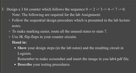 Solved 3 Design A 3 Bit Counter Which Follows The Sequence