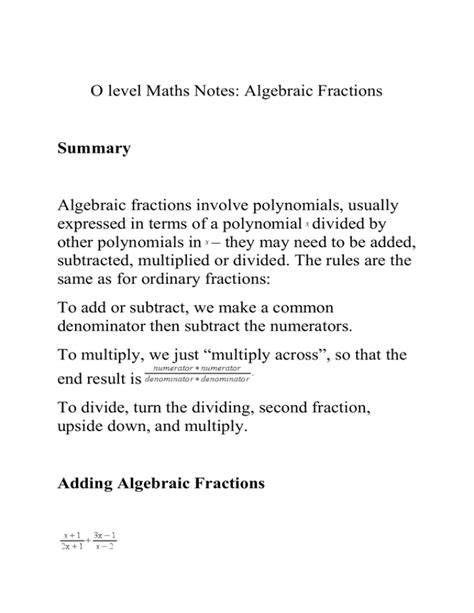 O Level Maths Notes