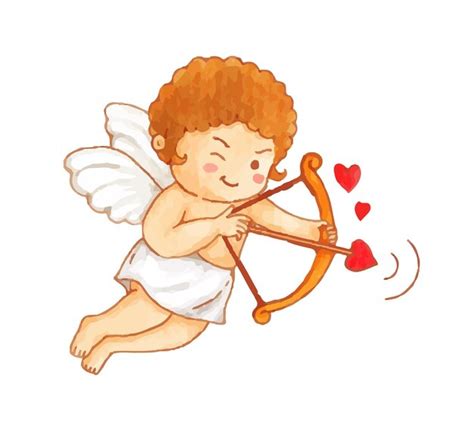 Premium Vector Cute Cupid Character Watercolor Vector Illustration