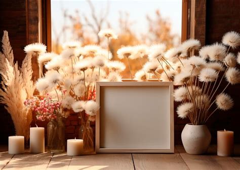 Premium Photo Boho Cloth Spread Out Empty With White Flowers Spread