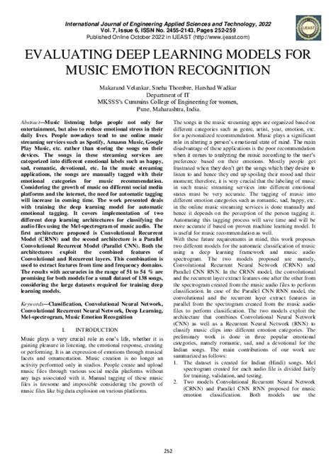 Pdf Evaluating Deep Learning Models For Music Emotion Recognition