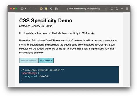 Manuel Matuzovics Css Specificity Demo Css Tricks