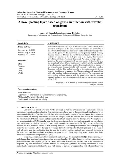 Pdf A Novel Pooling Layer Based On Gaussian Function With Wavelet