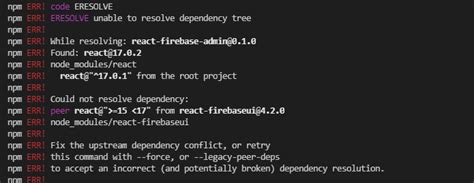 Unable To Resolve Dependency Tree While Installing Dependencies
