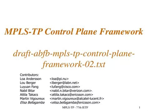Ppt Mpls Tp Control Plane Framework Draft Abfb Mpls Tp Control Plane Framework 02txt