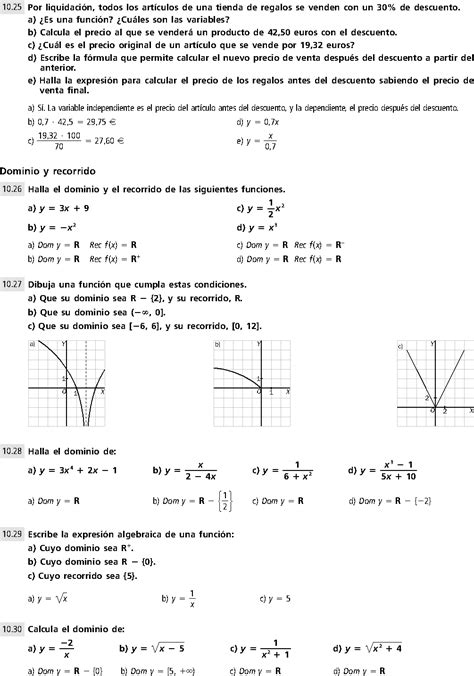 Funciones Ejercicios Resueltos De Secundaria Matematica 4 Eso Pdf