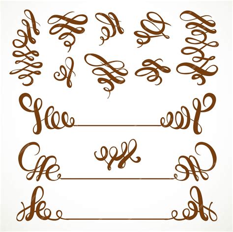 Premium Vector Calligraphic Vintage Curls Elements Set Isolated On A White Background