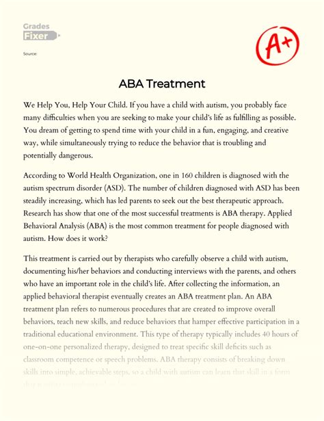 Applied Behavioral Analysis Aba As A Treatment For People Diagnosed