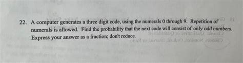 solved 2 a computer generates a three digit code using the