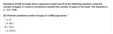 Solved Questions A Simple Linear Regression Model Was Chegg