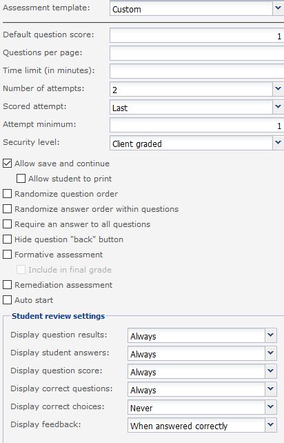 Assessment Settings Agilix Help Center
