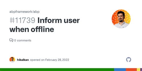 inform user when offline · issue 11739 · abpframework abp · github