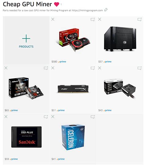 low cost gpu home miner parts list on amazon by kunani medium