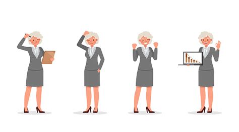 사무실 캐릭터 벡터 디자인에서 일하는 오래된 사업가 다양한 액션으로 프리젠 테이션 개념에 대한 스톡 벡터 아트 및 기타 이미지 개념 경영자 기업 비즈니스 Istock