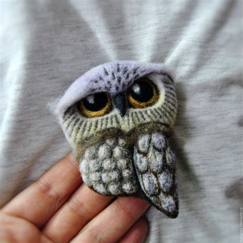 Купить Валяная брошь Сова бежевый брошь валяная брошь сова совушка филин Фетровая