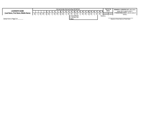 School Form 2 Sf2 Daily Attendance Report Of Learners Jhea Pdf