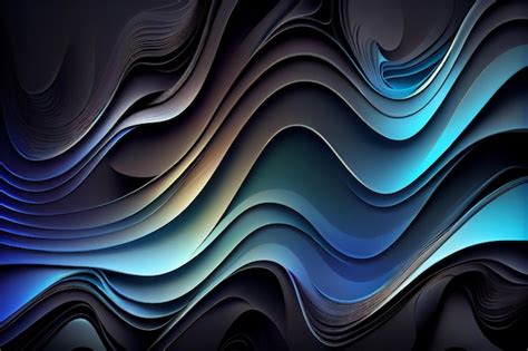 Premium Ai Image Blue And Black Abstract Background With Waves Generative Ai