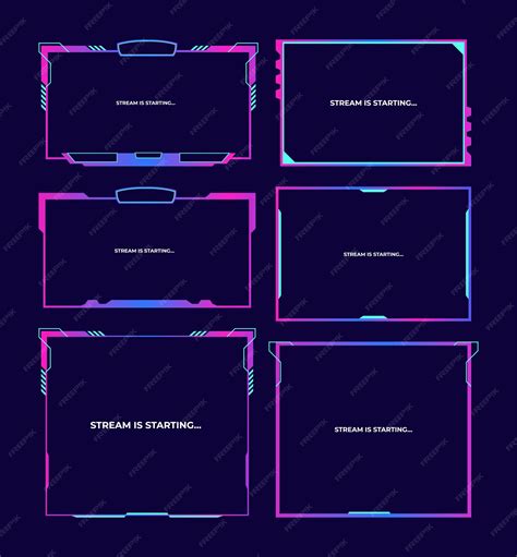 스트리밍 화면 패널 오버레이 디자인 템플릿 그래디언트 컬러 터 경계 Ui 프레임에서 게임 인터페이스 스트림 일러스트레이션