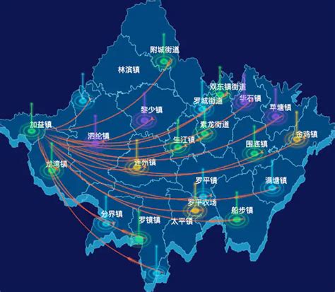 Echarts云浮市罗定市geojson地图全局颜色渐变代码演示 完竣世界