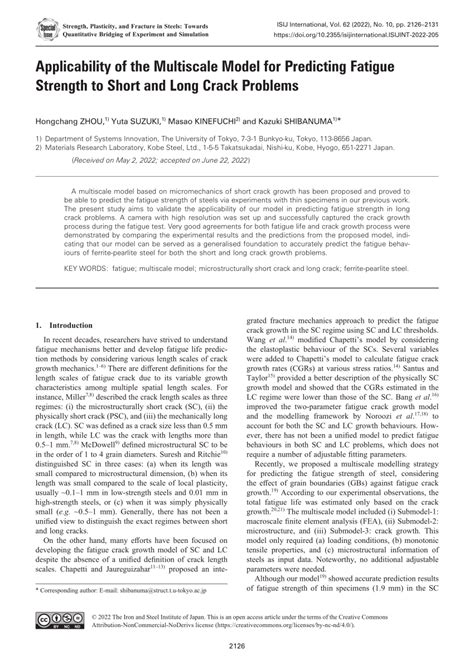 Pdf Applicability Of The Multiscale Model For Predicting Fatigue Strength To Short And Long