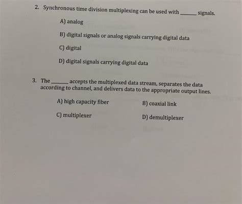 Solved 2 Synchronous Time Division Multiplexing Can Be Used